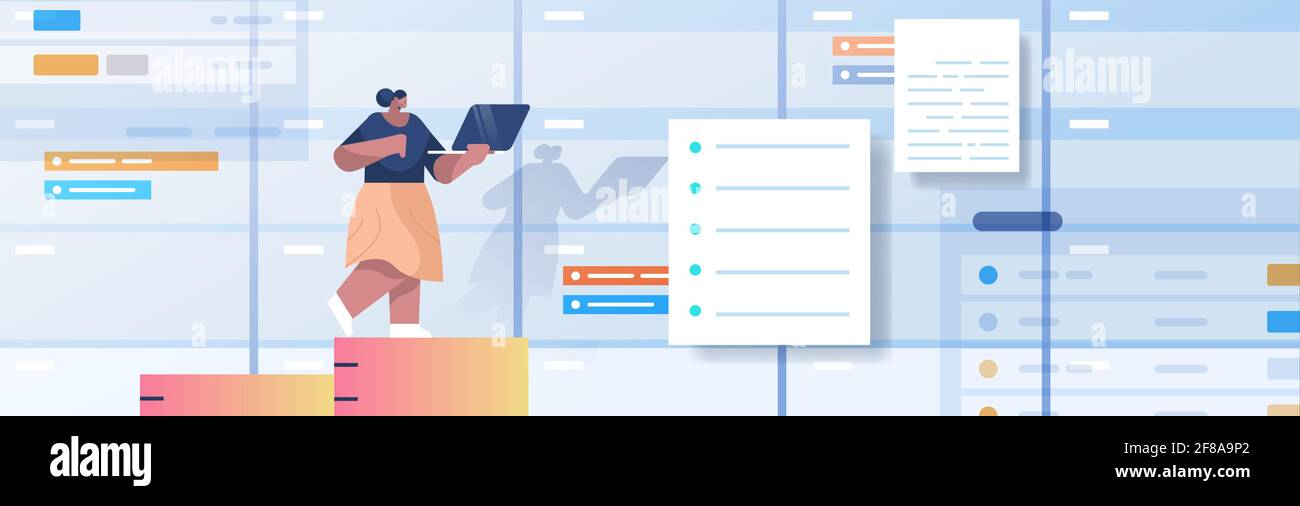 African american girl working on laptop Stock Vector Images - Alamy