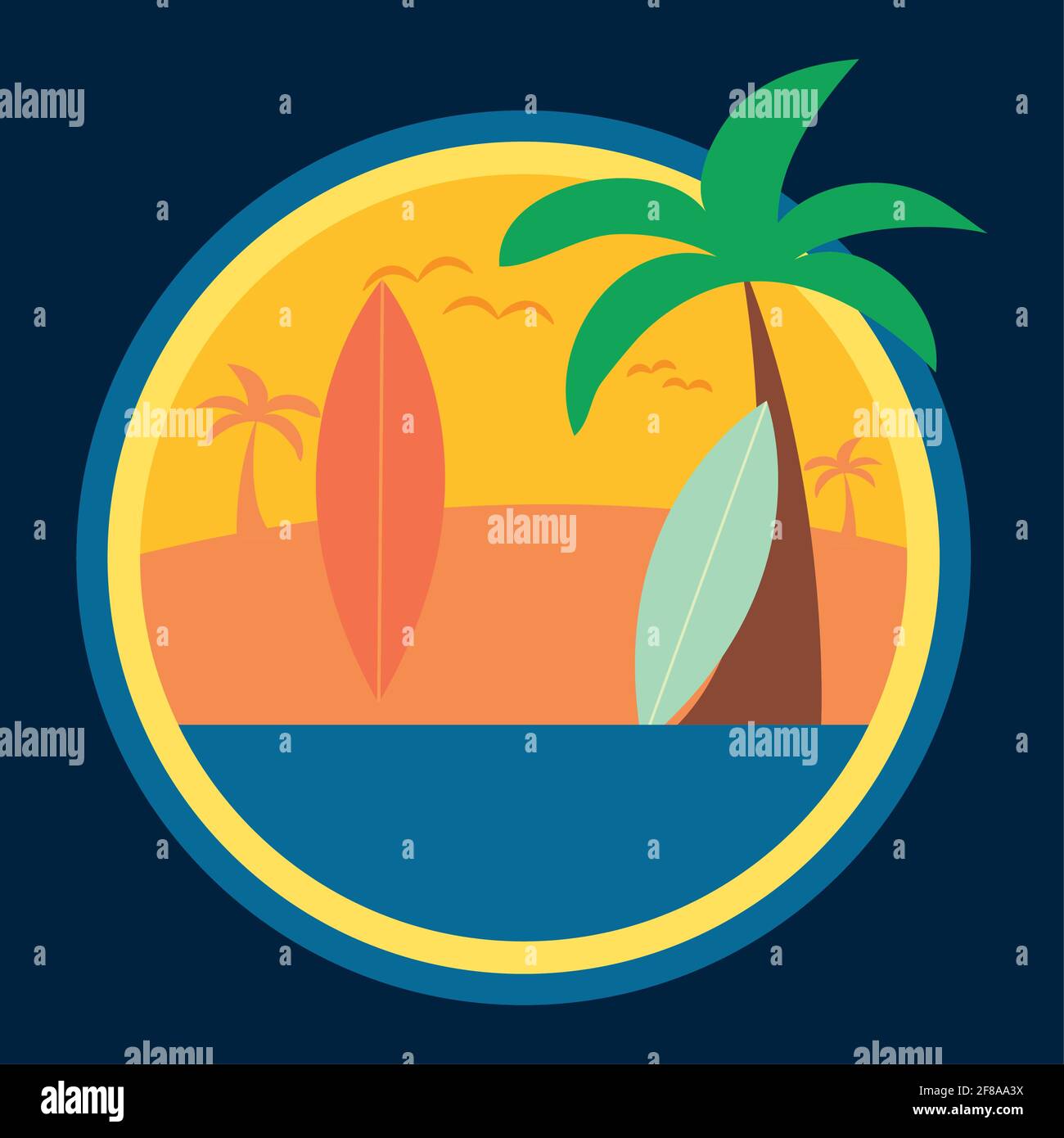 surfboard and beach patch design Stock Vector Image & Art - Alamy
