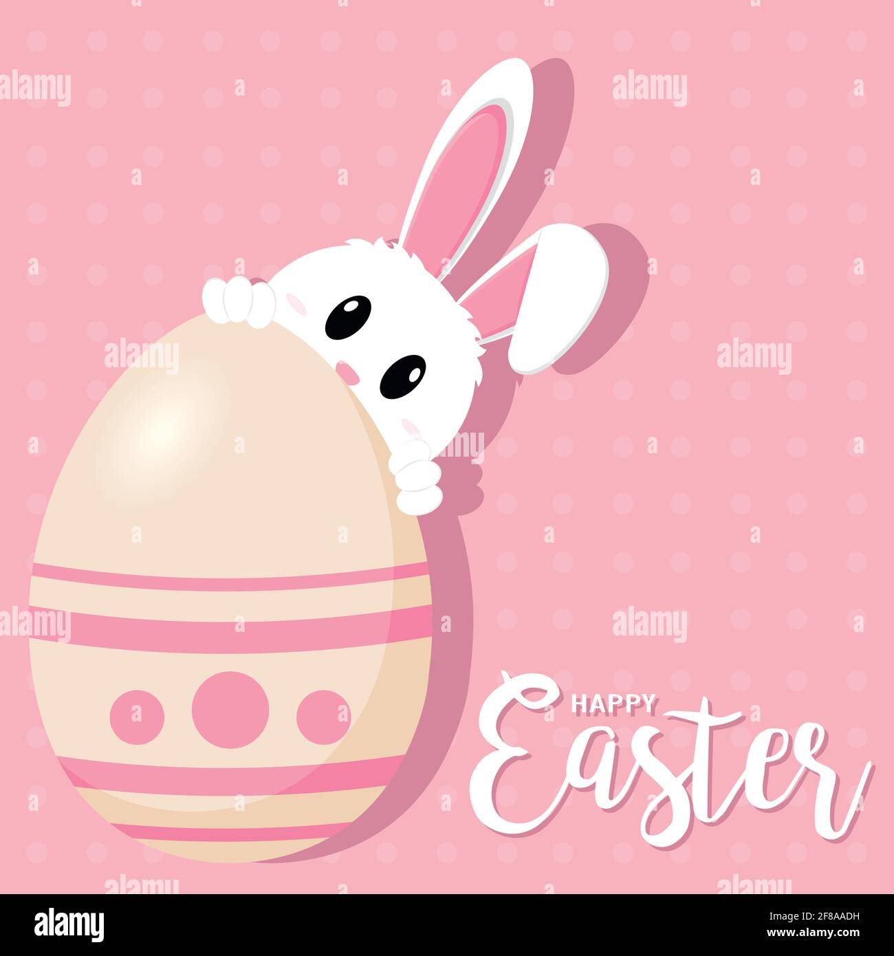 Cute bunny with an easter egg. Happy easter poster - Vector ...