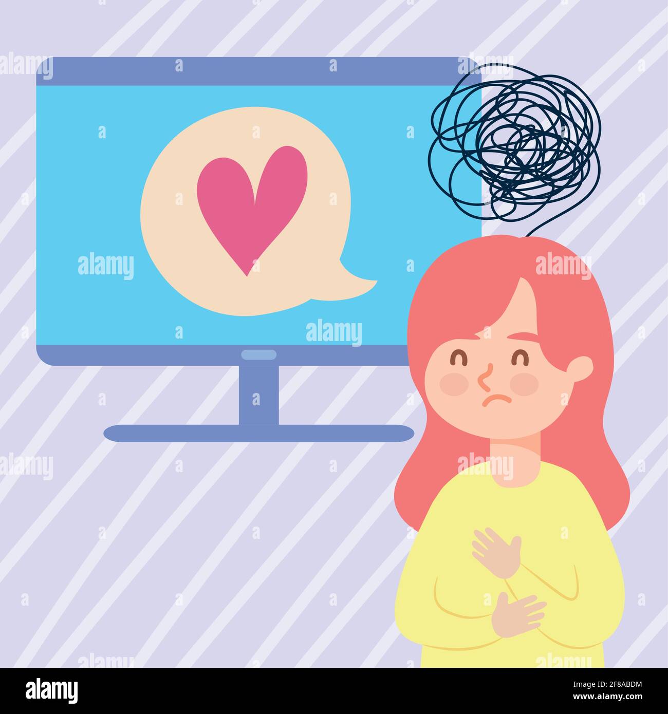 Woman in depression and computer Stock Vector Image & Art - Alamy