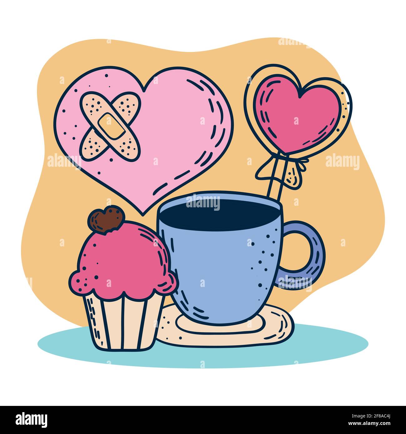 coffee and love doodles illustration Stock Vector Image & Art - Alamy