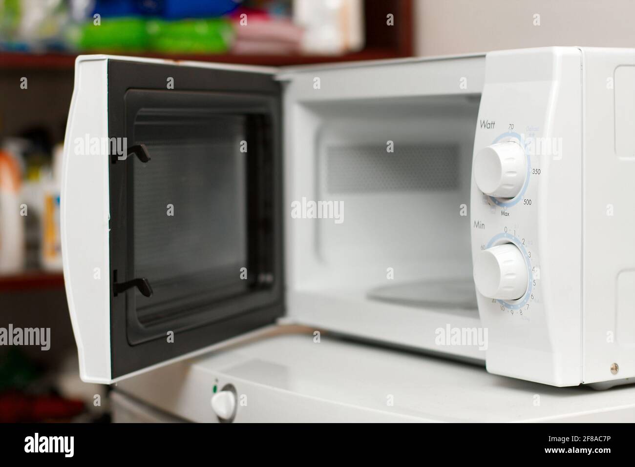 Microwave oven open door Stock Photo - Alamy
