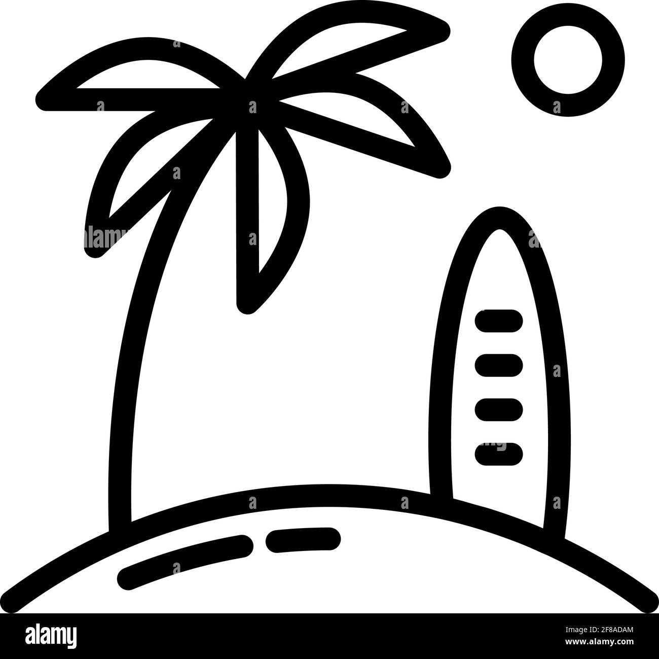 Beach island outline icon design vector, summer season vector design ...