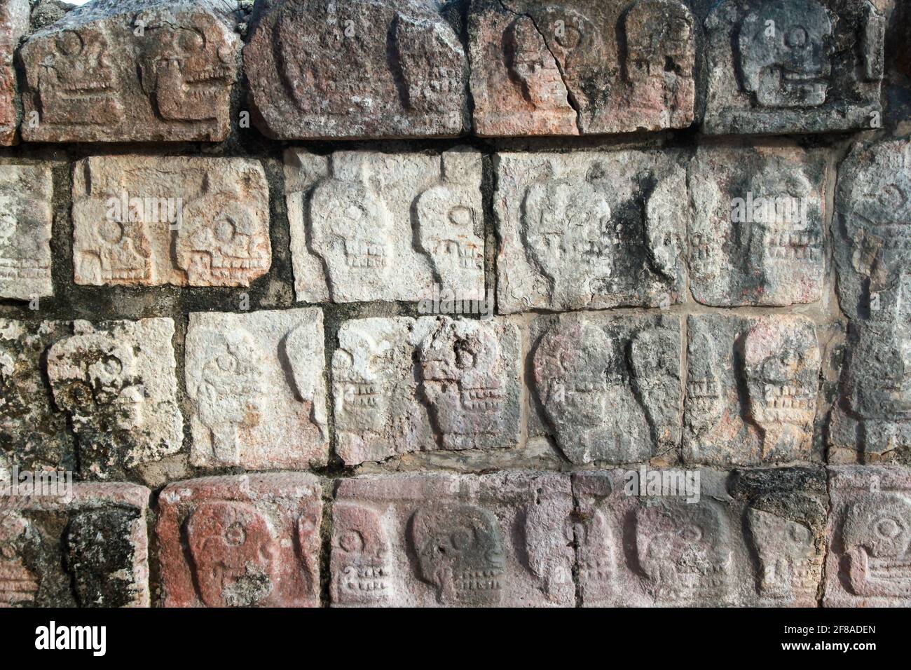 Wall of Carved Stone Skulls at Chichen Itza Archeological Ruins in ...