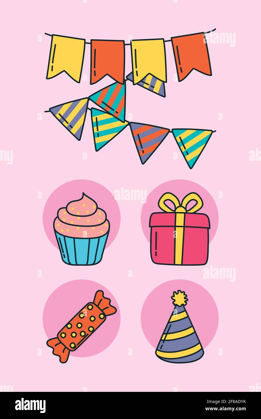 birthday party icons collection design Stock Vector Image & Art - Alamy