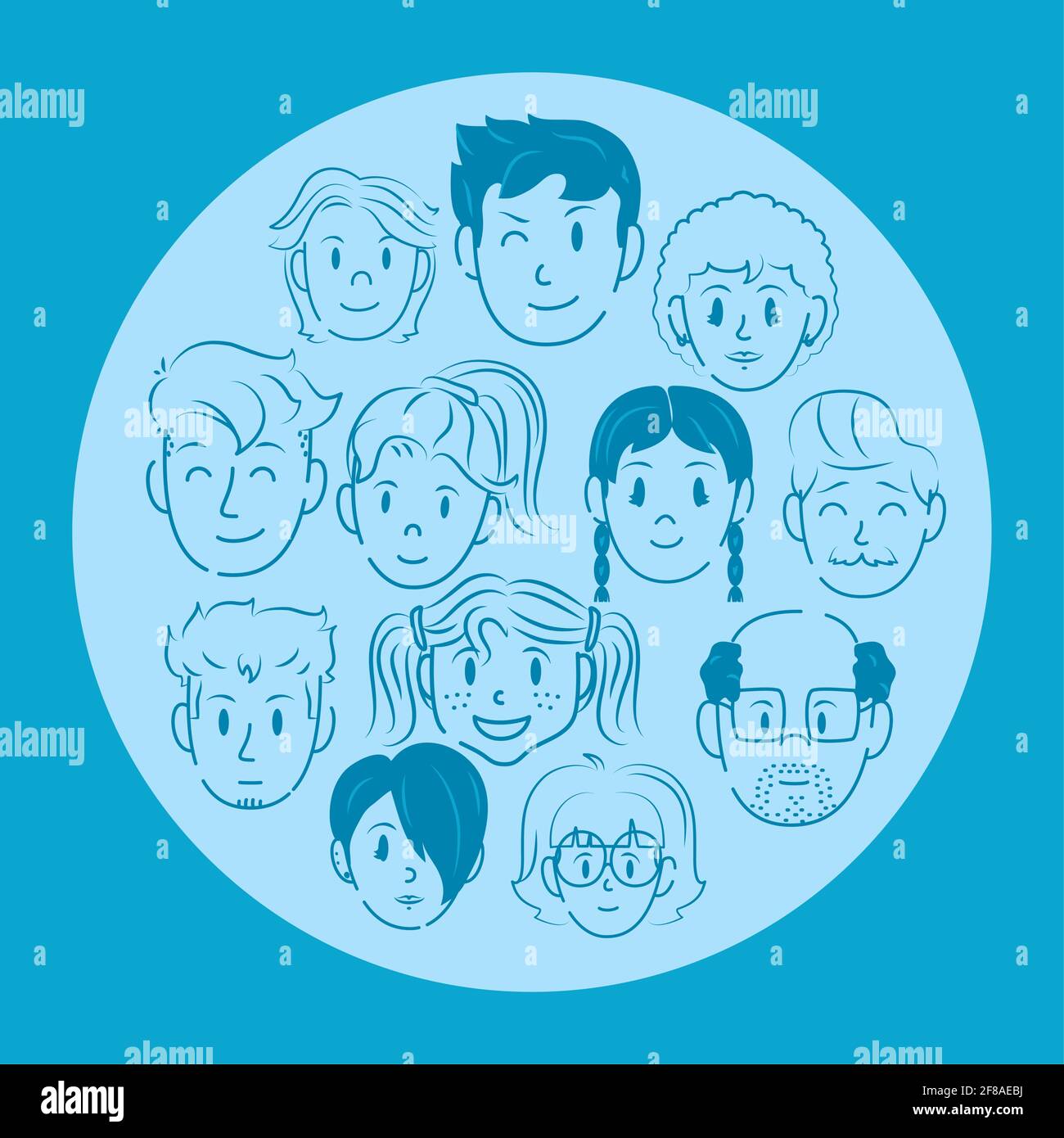 people faces in circle shape Stock Vector Image & Art - Alamy