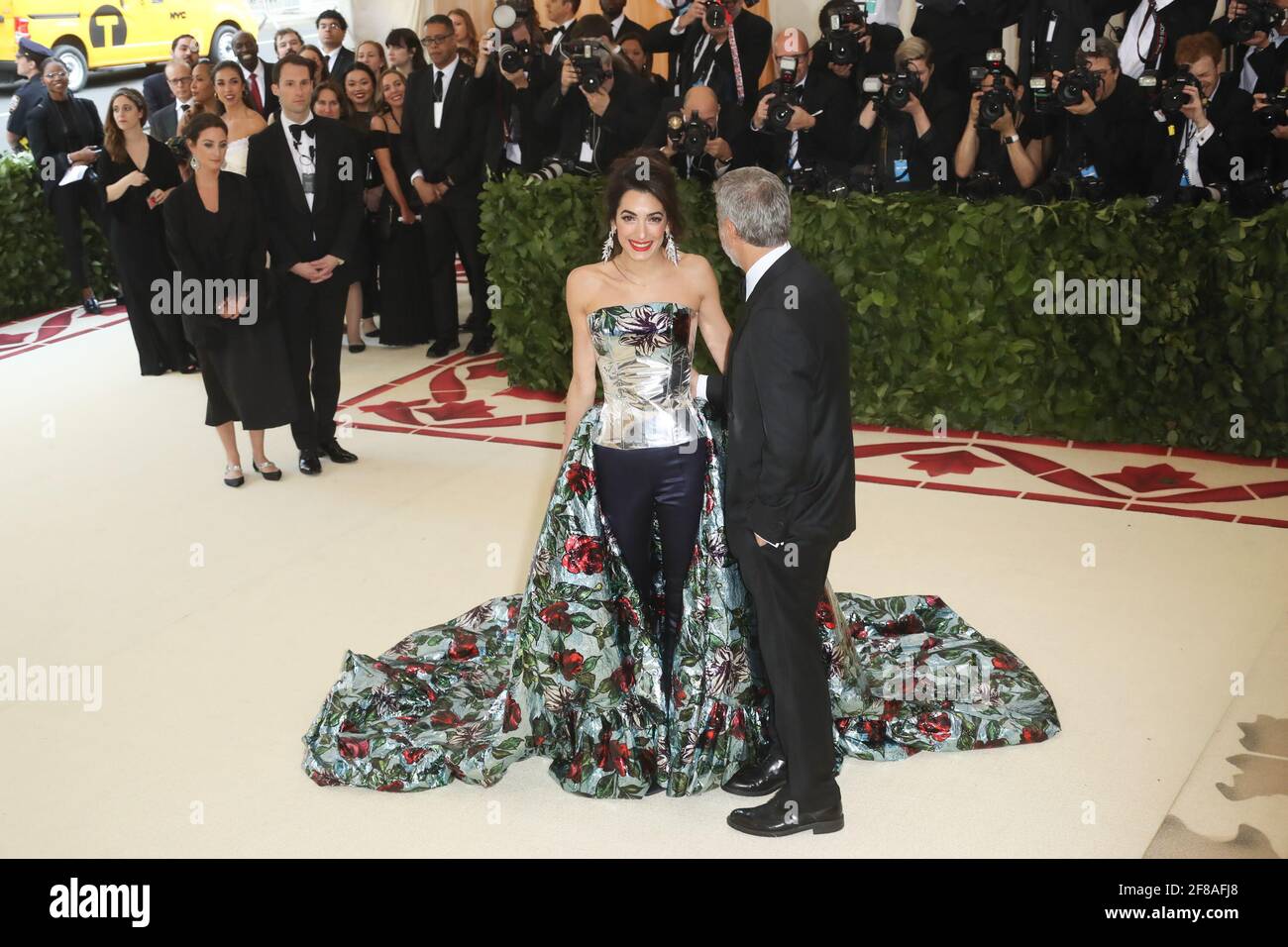 Amal Clooney, George Clooney arrives to the 2018 Met Costume Gala ...