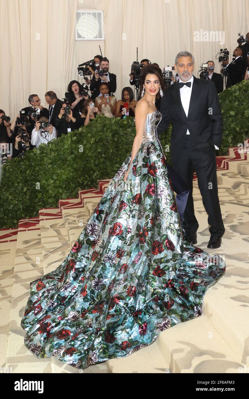 Amal Clooney, George Clooney arrives to the 2018 Met Costume Gala ...