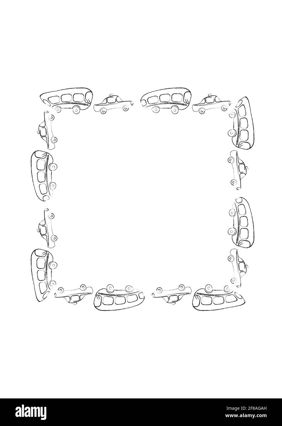 Transport frames on the A4 vertical format - bus and car. Travel ...