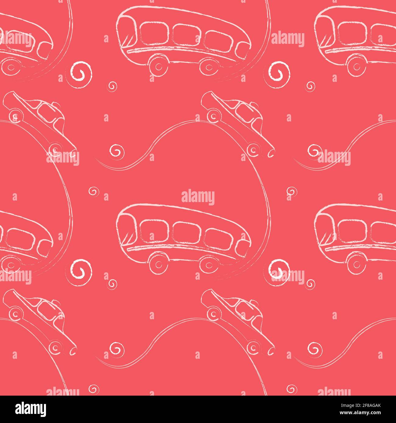 Seamless texture, pattern on a square background - transport - bus and ...