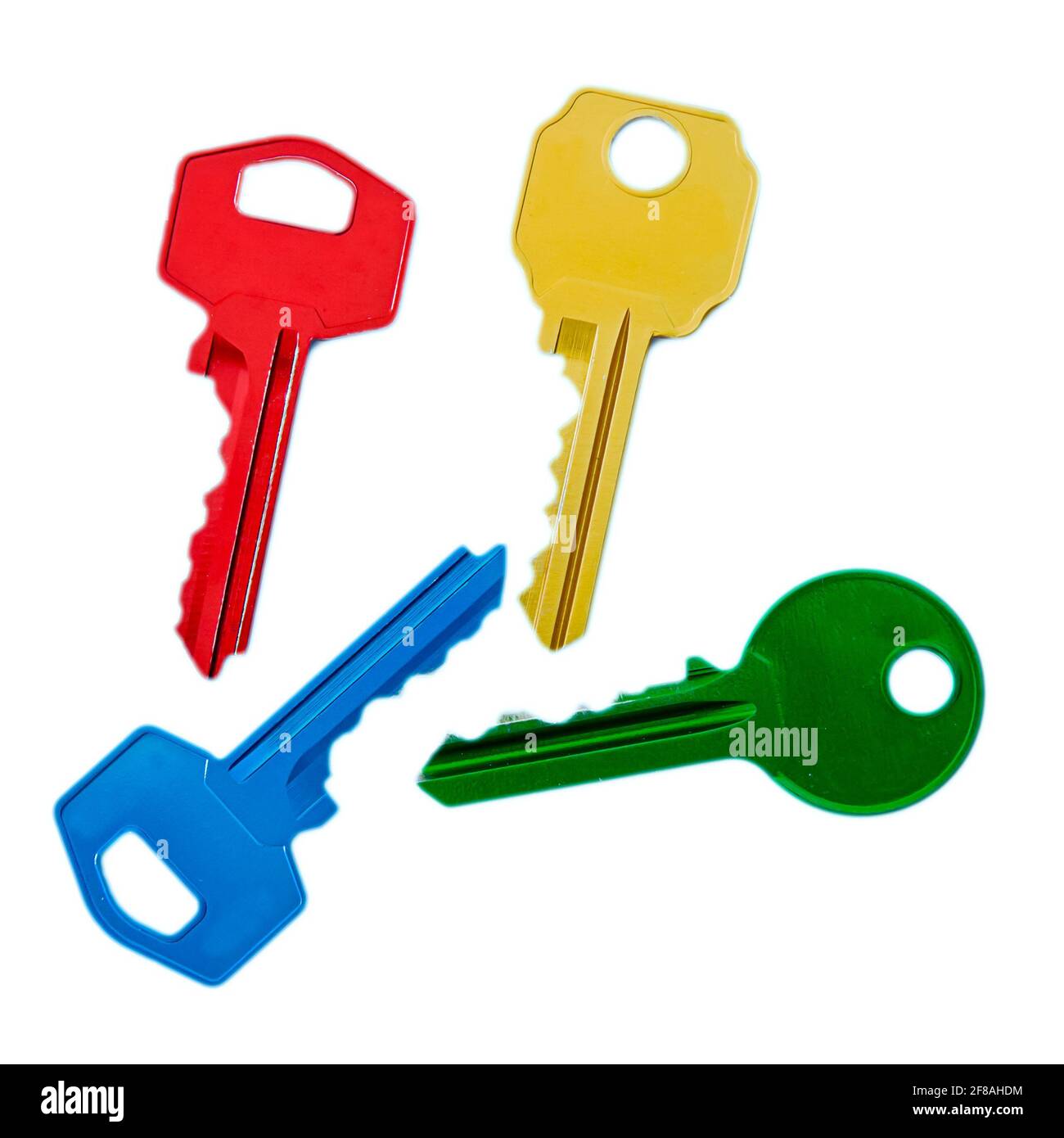 Colored keys isolated on white background Stock Photo - Alamy