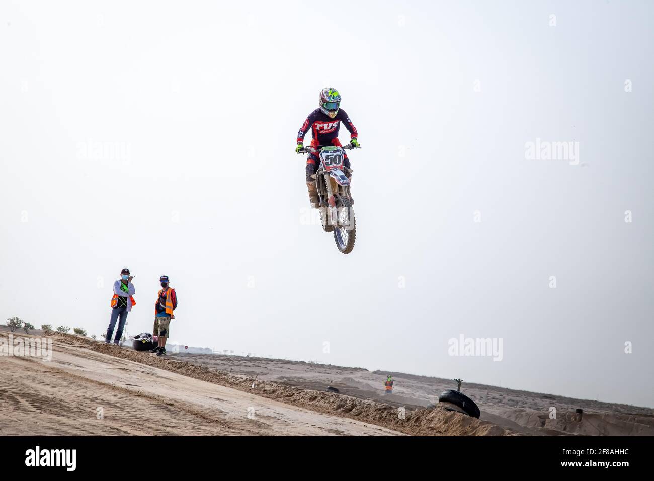 DUBA, UNITED ARAB EMIRATES - Mar 20, 2021: motorcross riding motorbike ...