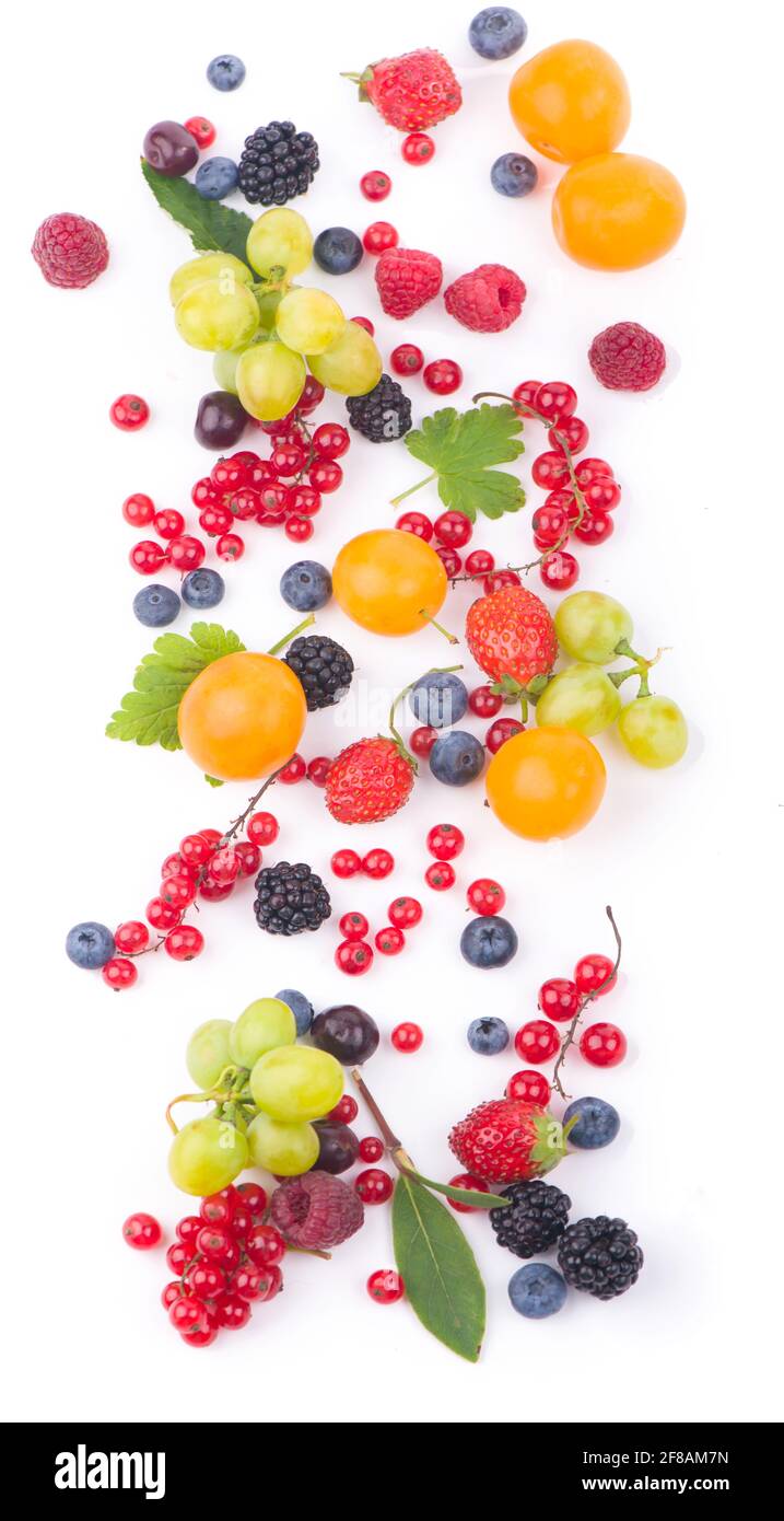 berry mix isolated on a white background Stock Photo - Alamy