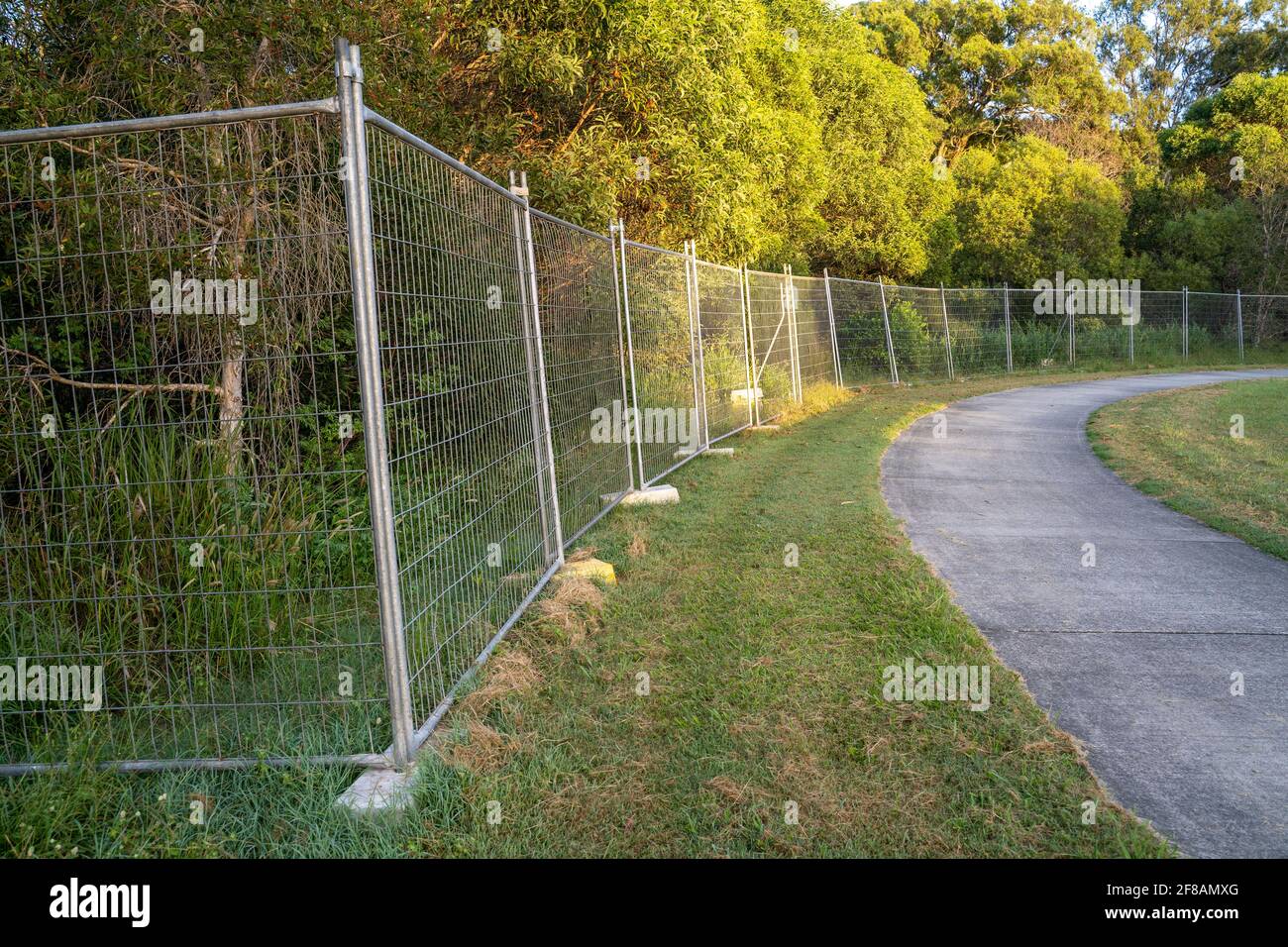 Temporary fencing installed prior to work being carried out Stock Photo ...
