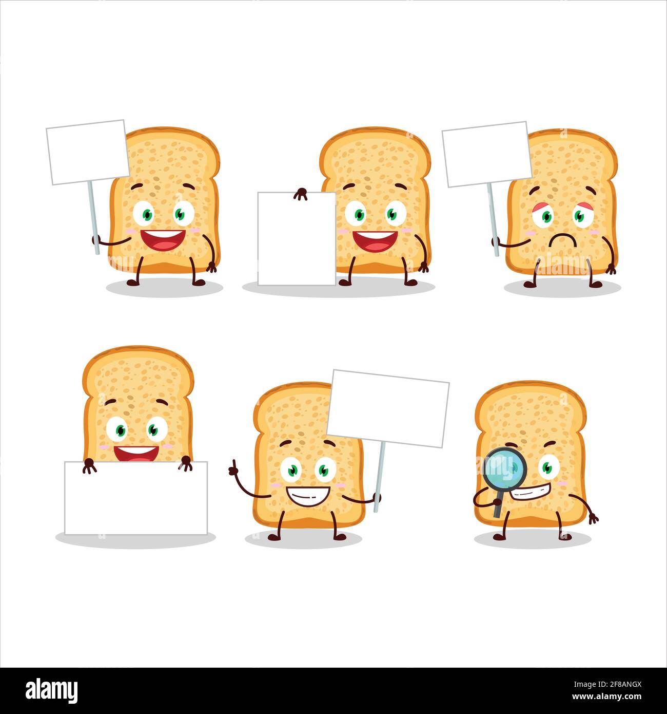 Bread toast cartoon character bring information board. Vector ...