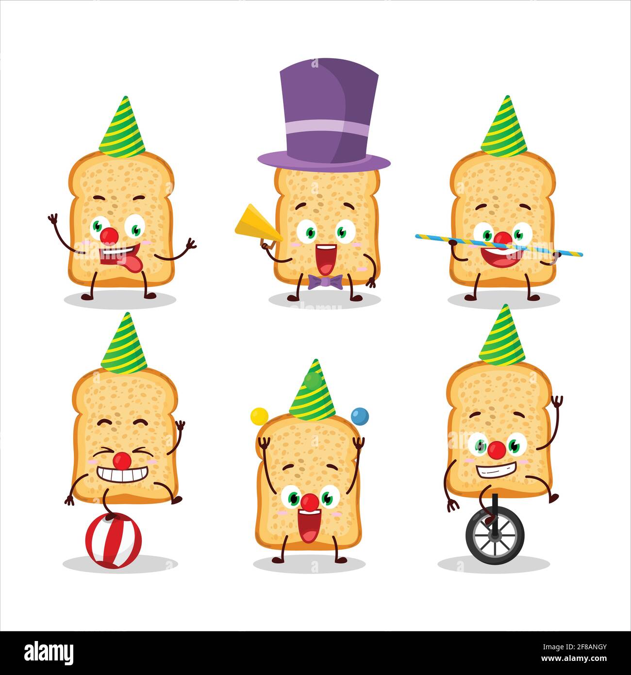 Cartoon character of bread toast with various circus shows. Vector ...
