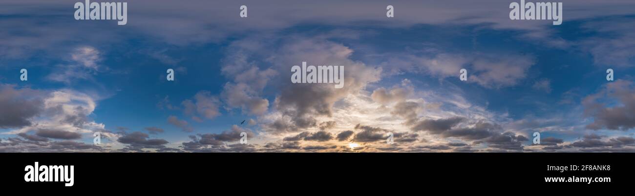 Sky panorama on sunset with Stratocumulus clouds in Seamless spherical ...