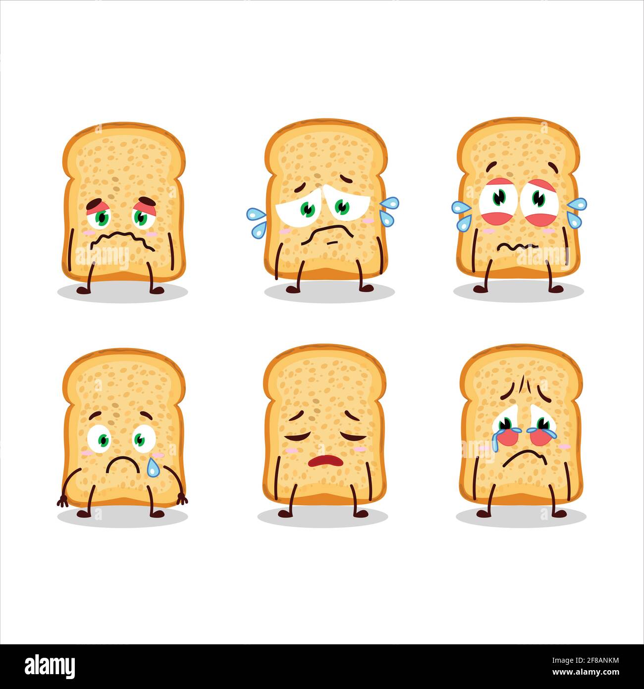 Bread toast cartoon character with sad expression. Vector illustration ...