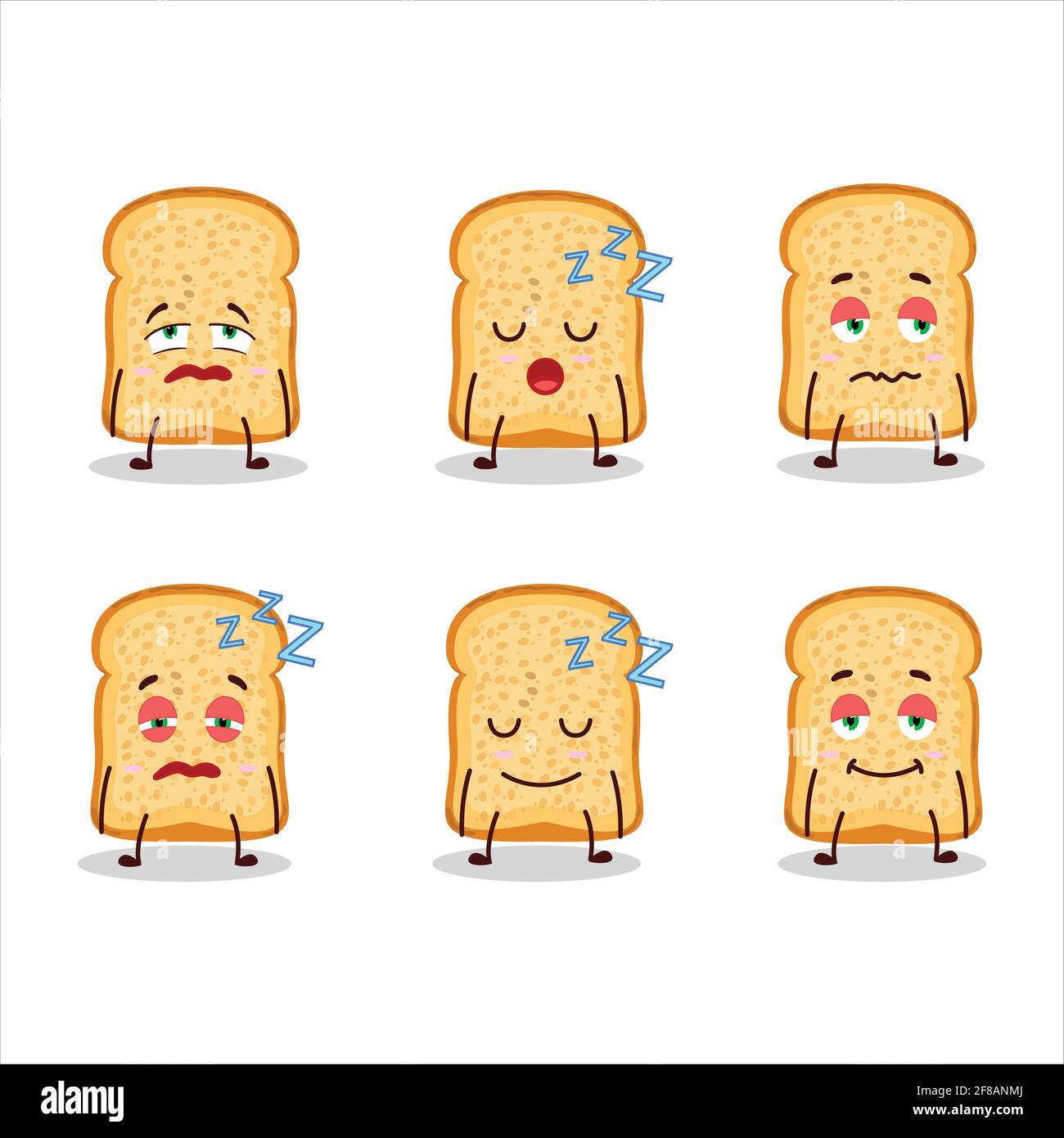 Cartoon character of bread toast with sleepy expression. Vector ...