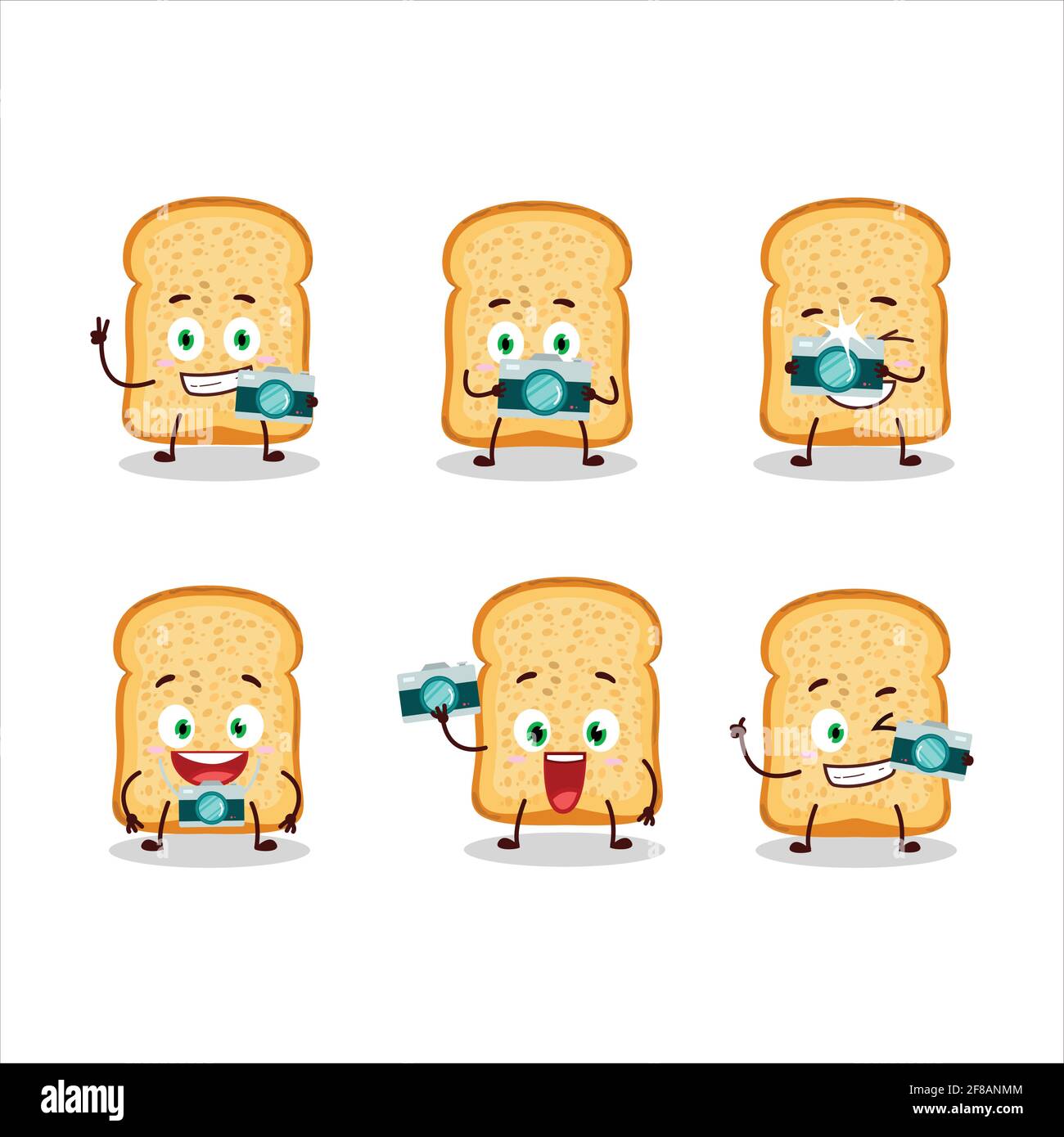 Photographer profession emoticon with bread toast cartoon character ...