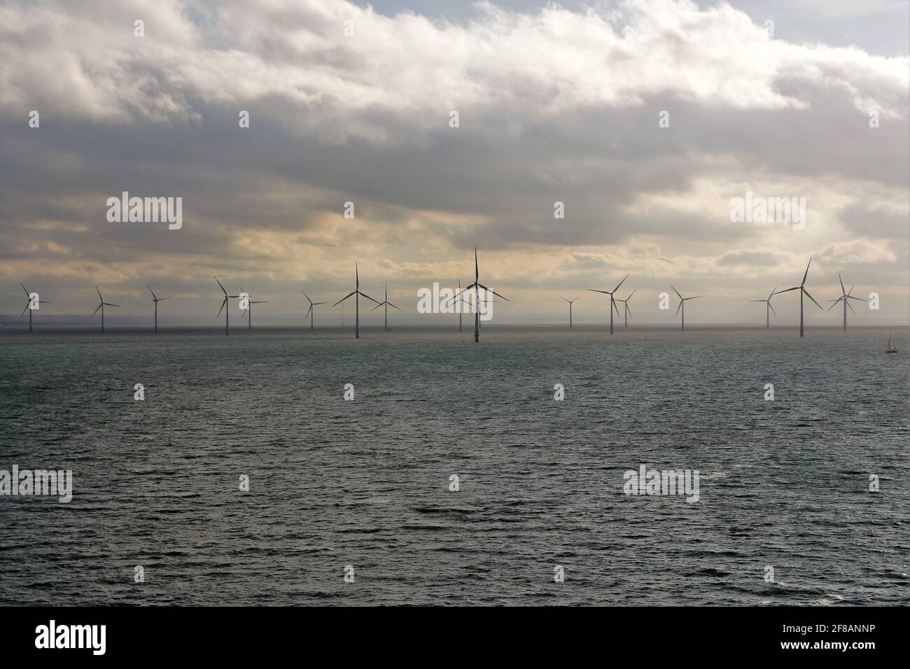 View on the London Array, offshore wind farm which is located 20 ...