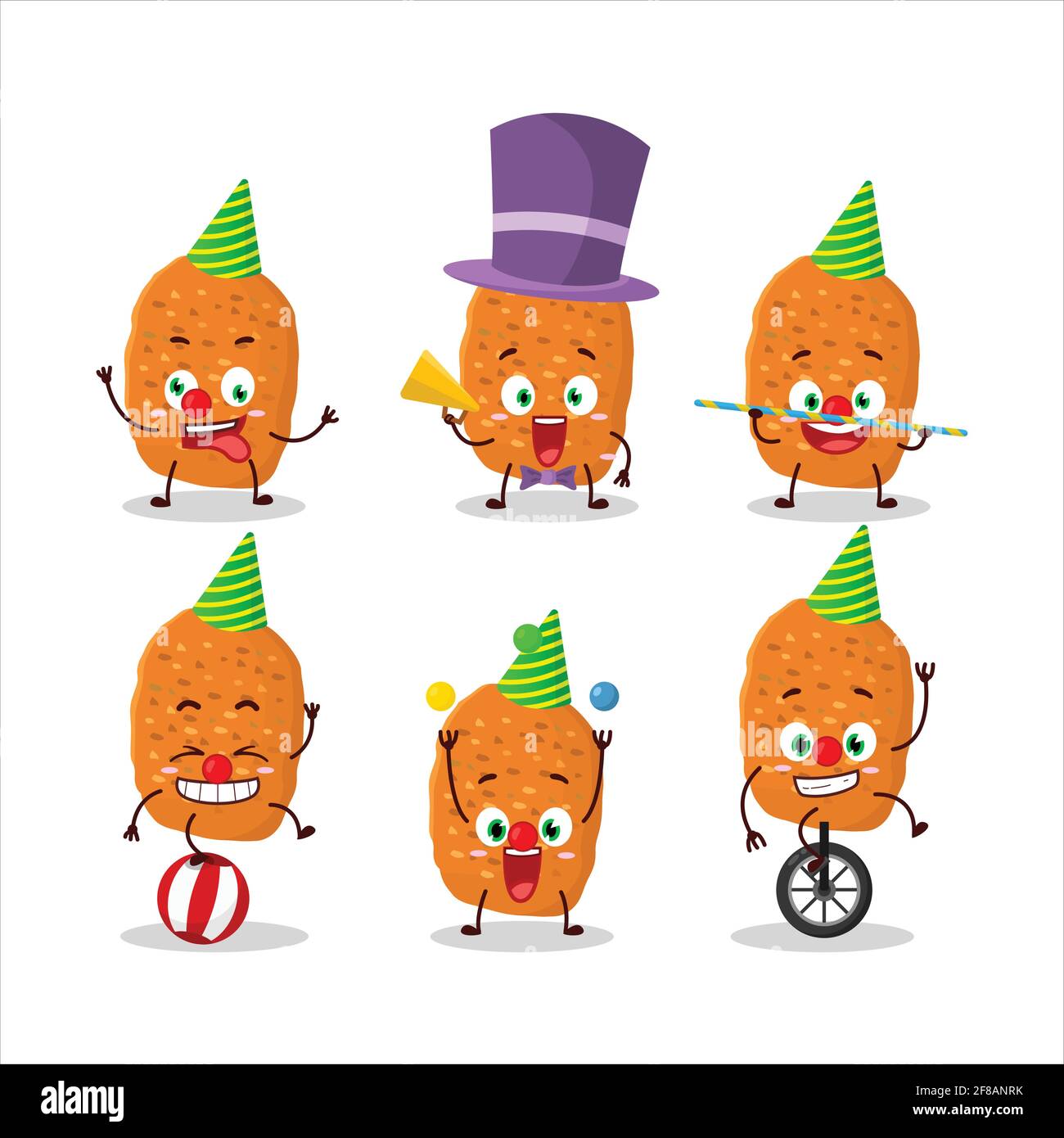 Cartoon character of chicken nugget with various circus shows. Vector ...