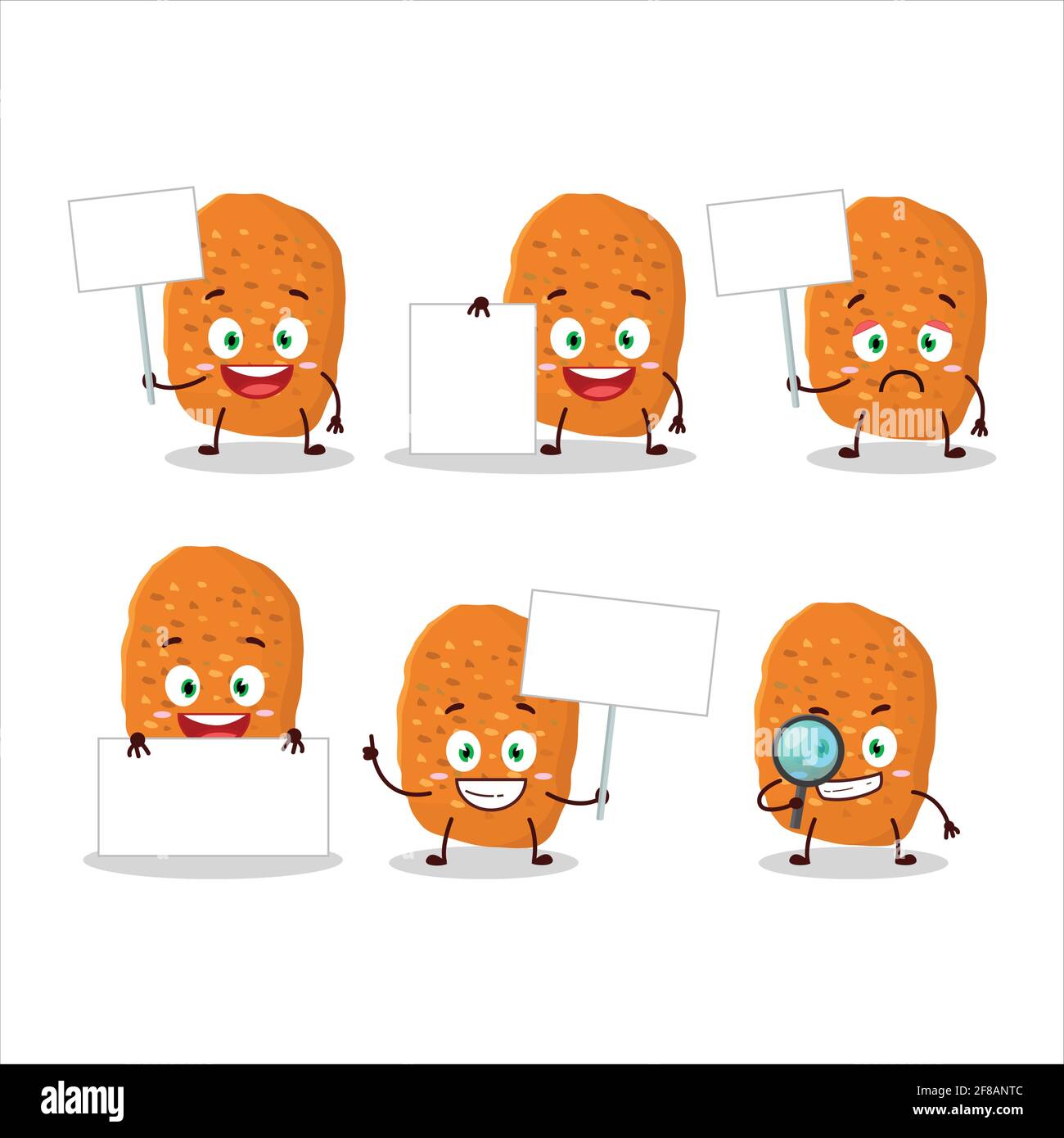 Chicken nugget cartoon character bring information board. Vector ...