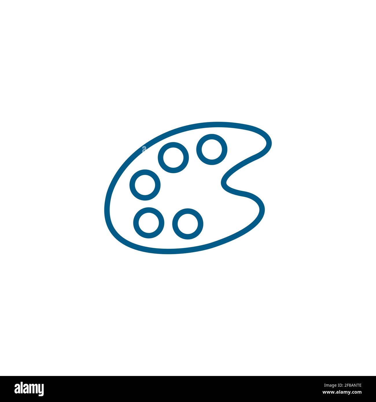Painting Color Palette Line Blue Icon On White Background. Blue Flat ...