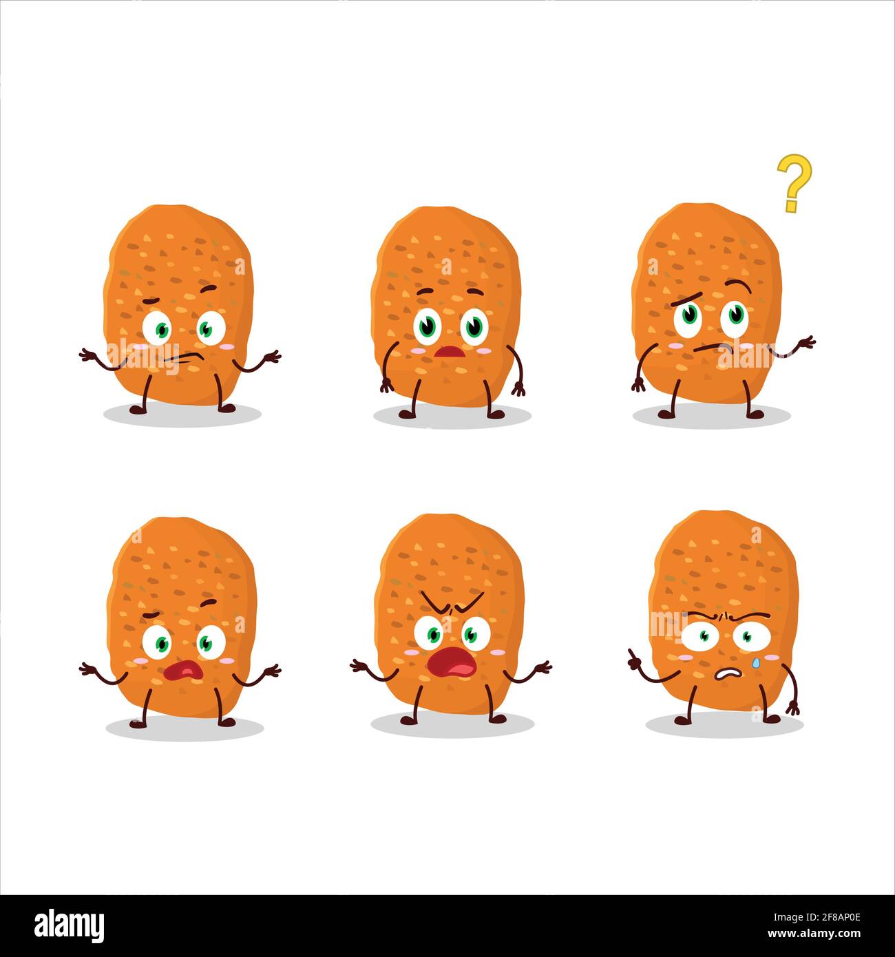 Cartoon character of chicken nugget with what expression. Vector ...