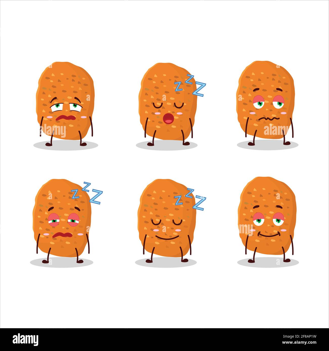 Cartoon character of chicken nugget with sleepy expression. Vector ...
