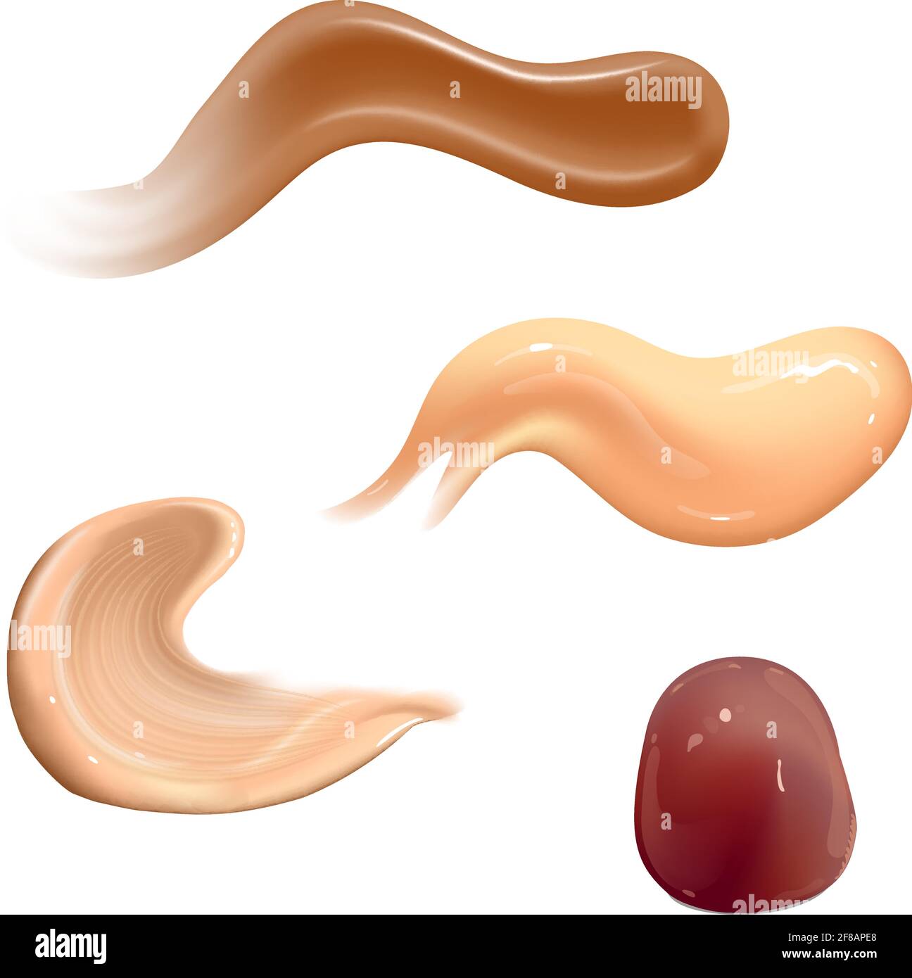 Set of realistic cosmetic cream smears. Skin toner of different body ...