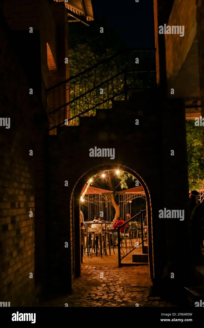 restaurant at night with lights Stock Photo - Alamy