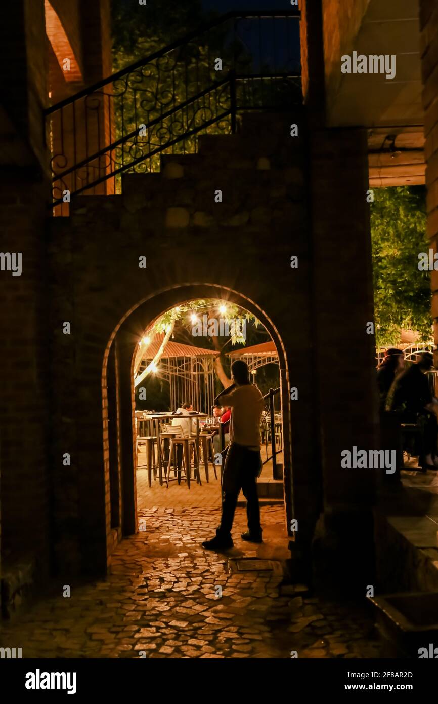restaurant at night with lights Stock Photo - Alamy
