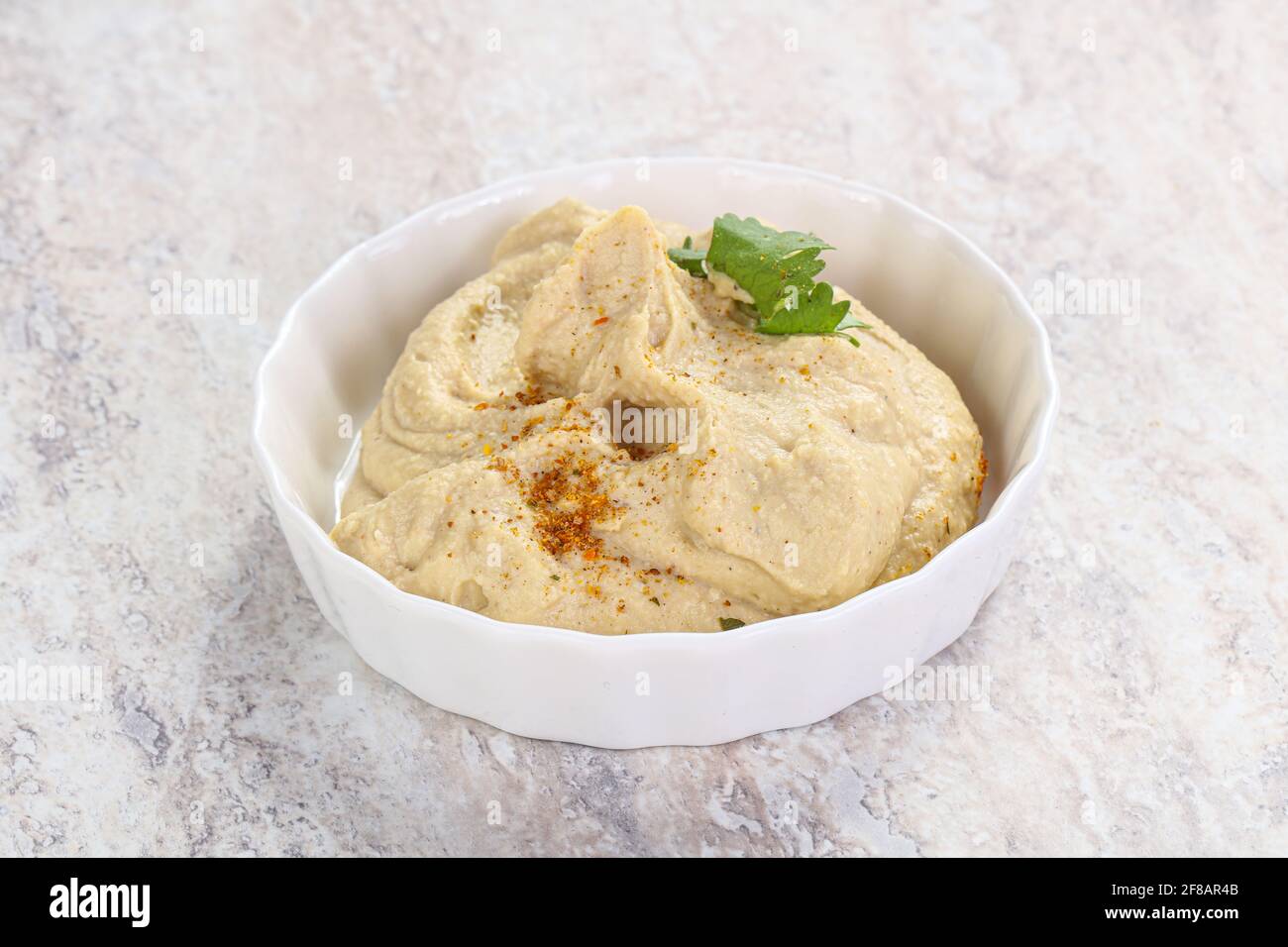 Vegan cuisine – Traditional Jewish Hummus with olive oil Stock Photo ...