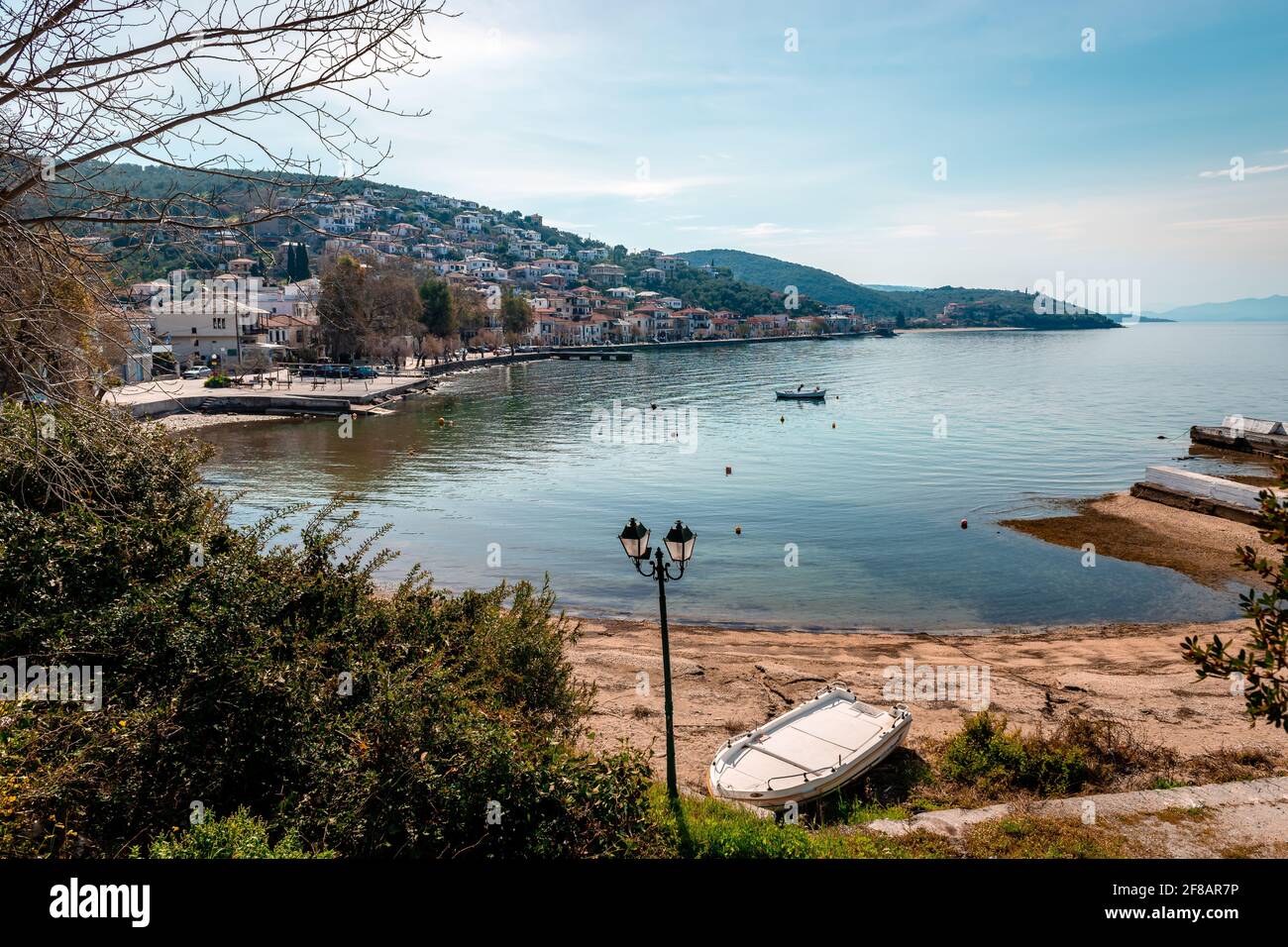 The waterfront of Afissos, a traditional village built ...