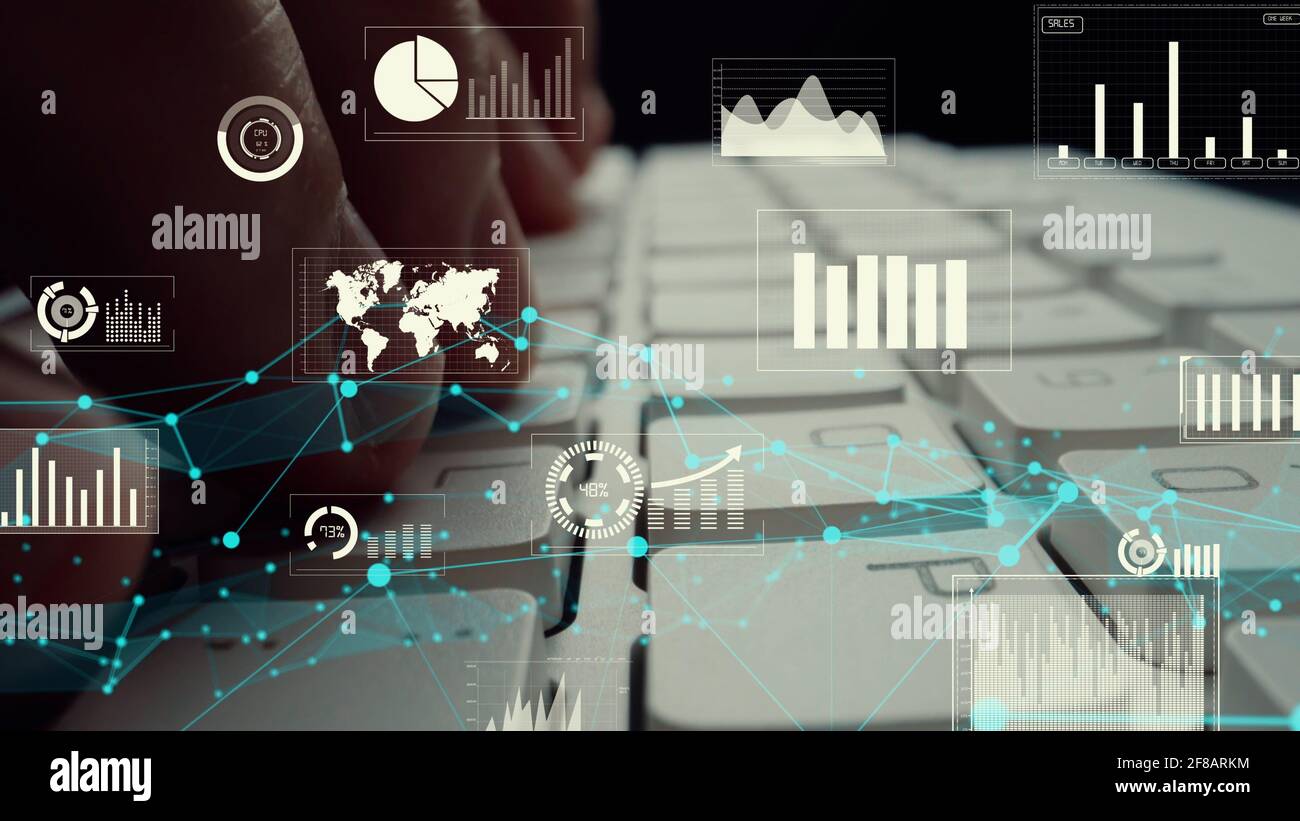Creative visual of business big data and finance analysis on computer ... Creative visual of business big data and finance analysis on computer ...