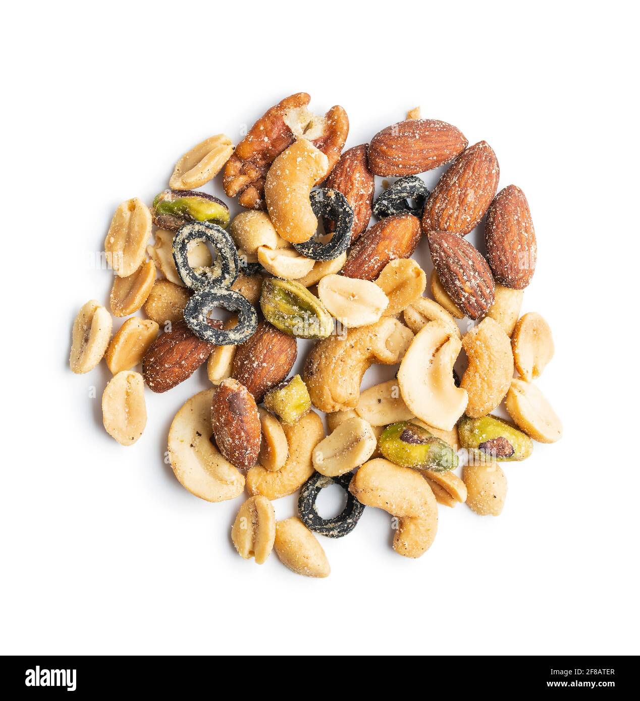 Mix of salted nuts isolated on white background Stock Photo - Alamy