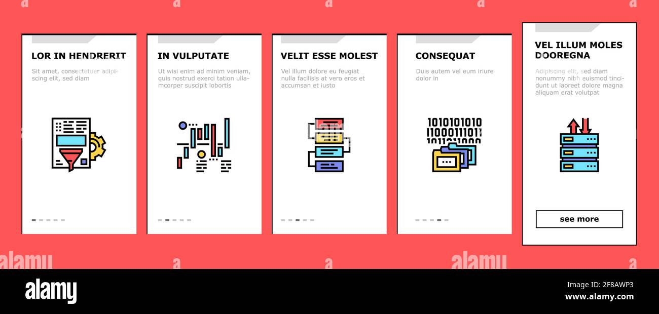 Analyze Infographic Onboarding Icons Set Vector Stock Vector Image ...