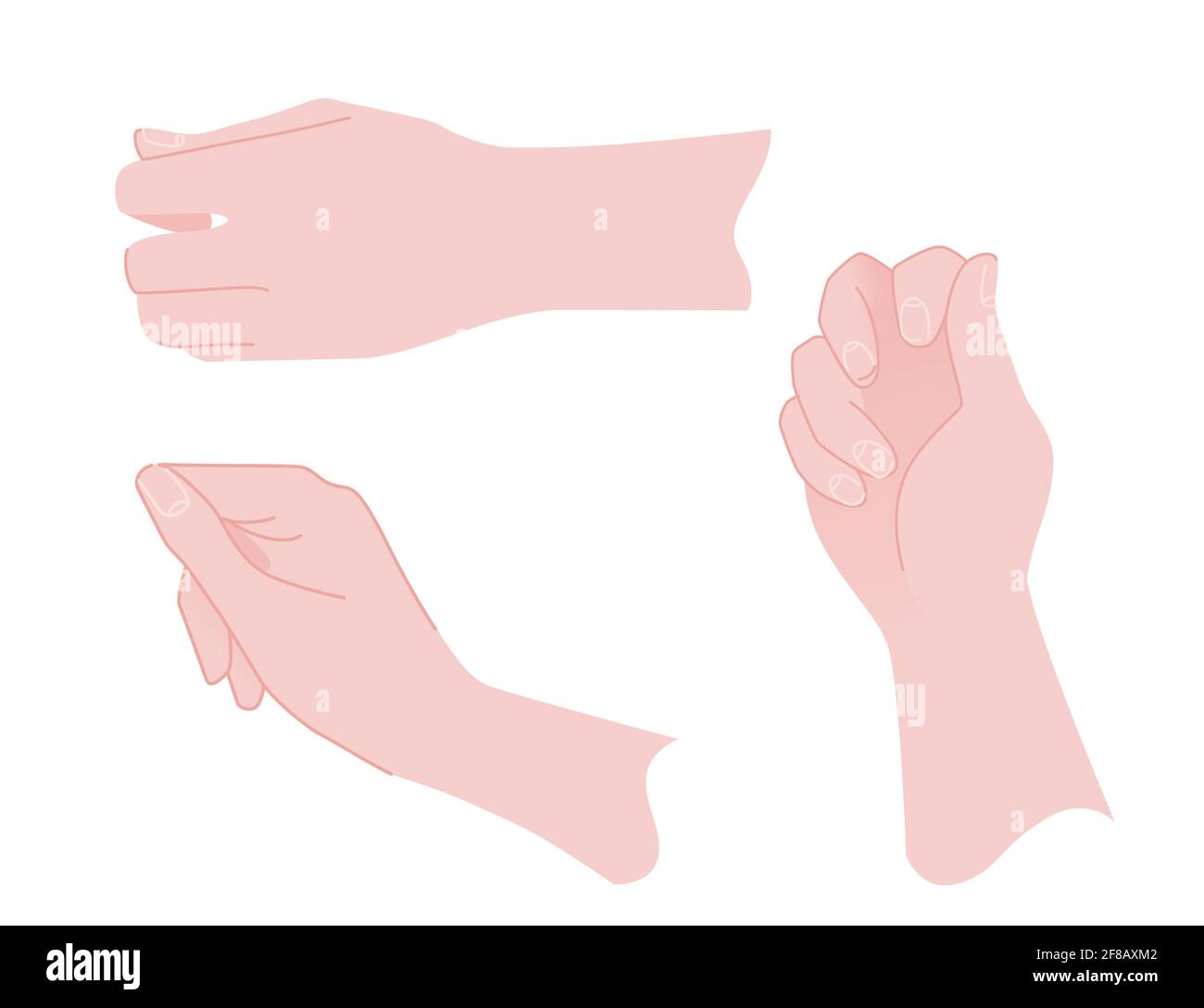 Set of three human hands with holding gestures vector illustration on ...