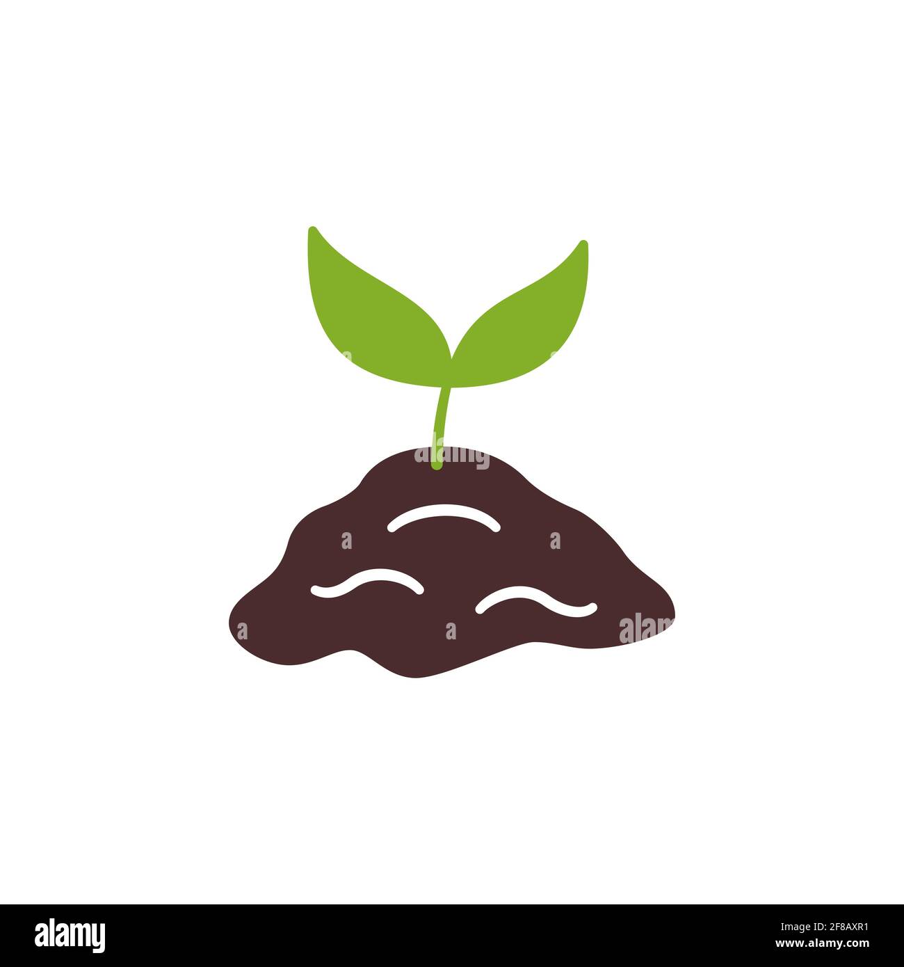 Seedling growing in soil. Small prout in doodle style. Hand drawn ...