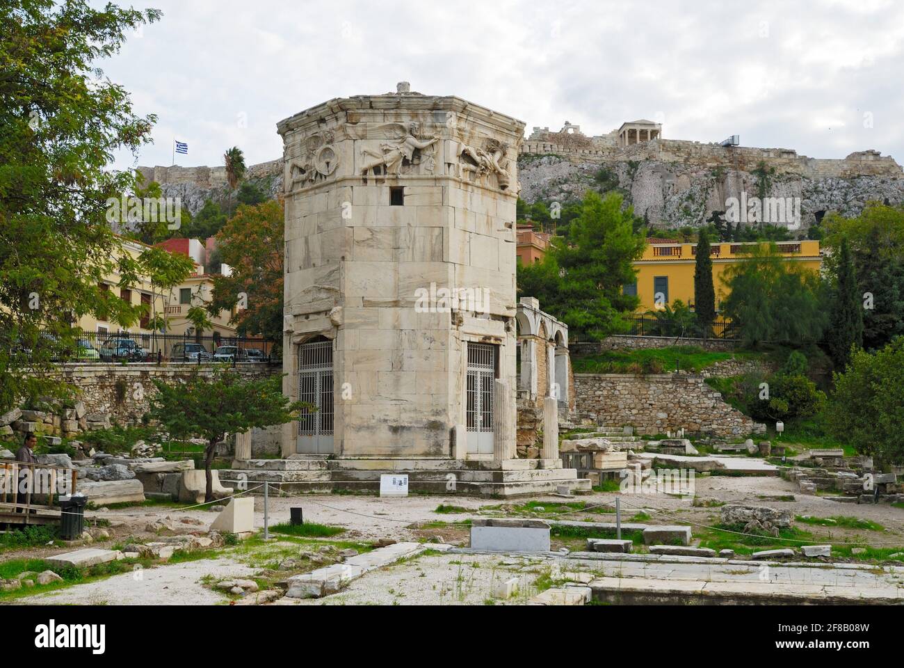 Octagonal pentelic marble clocktower clock tower hi-res stock ...