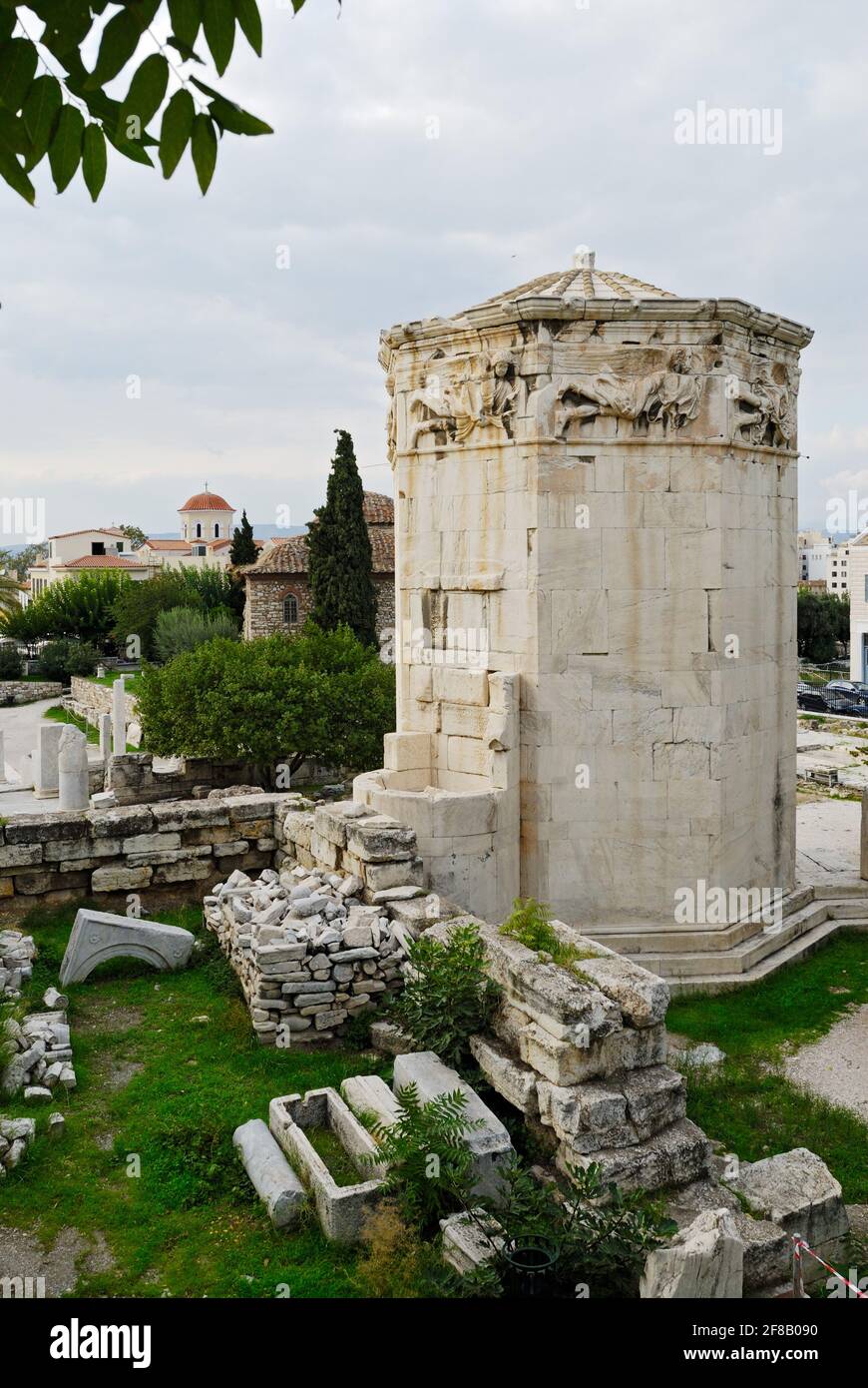 Octagonal pentelic marble clocktower clock tower hi-res stock ...