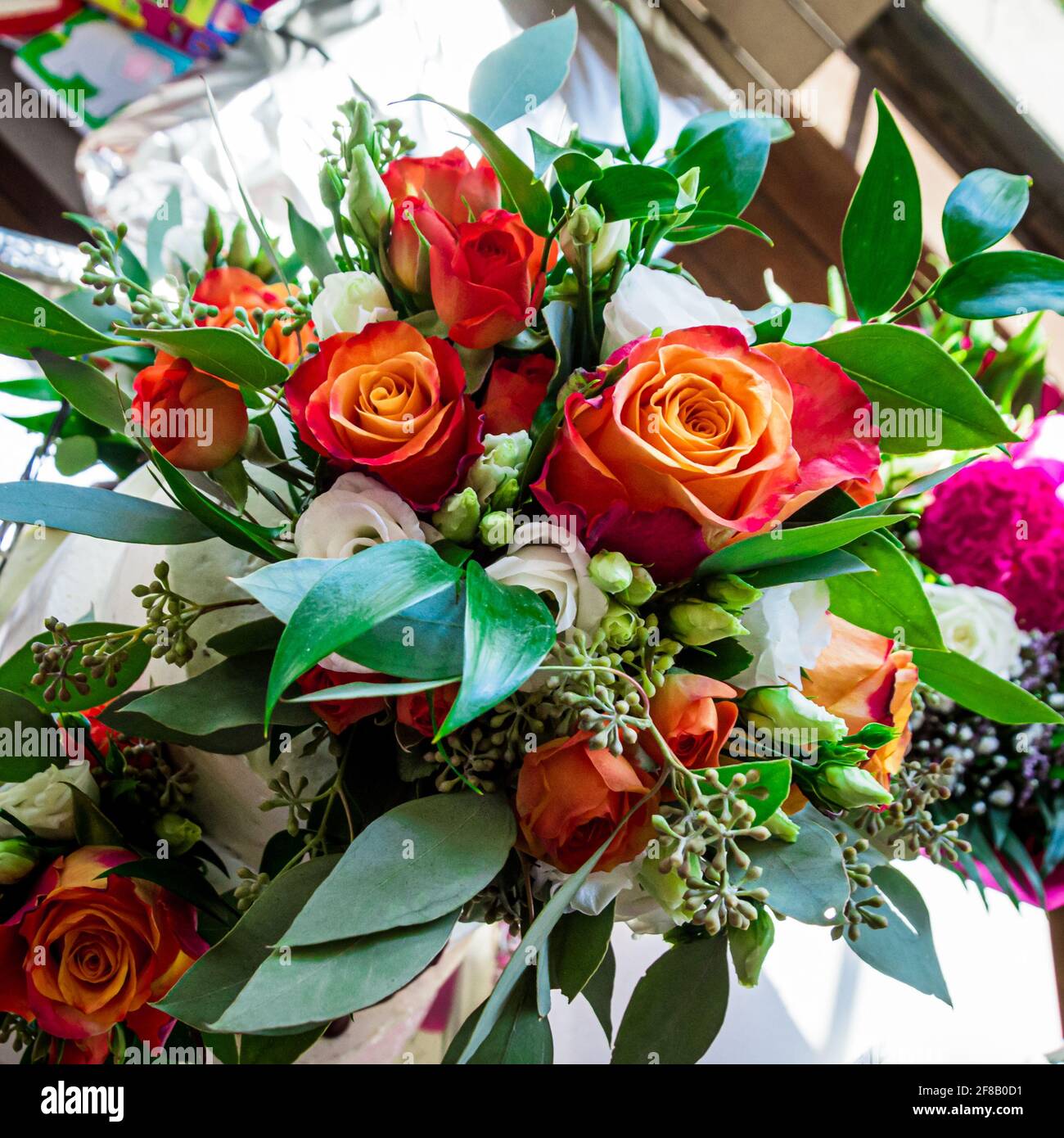 Top view of red roses bouquet Stock Photo - Alamy