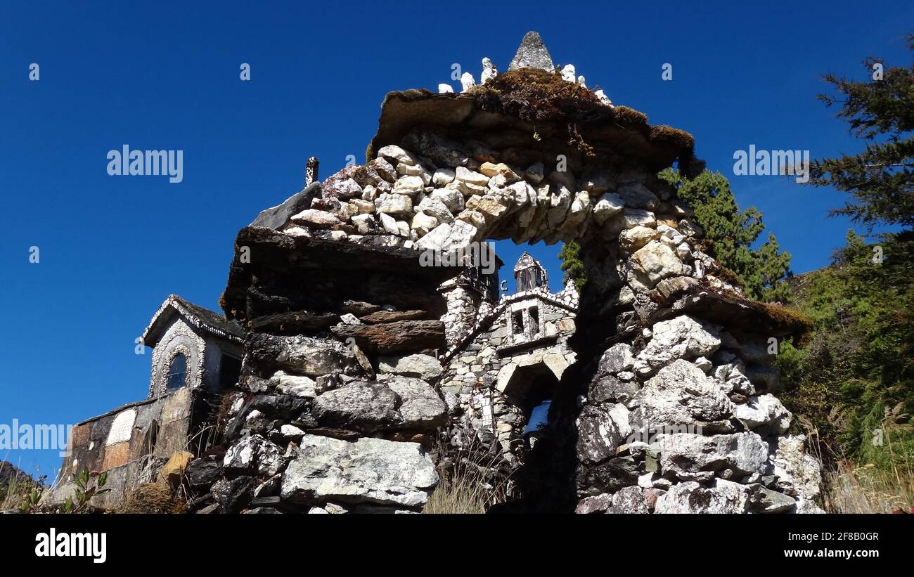 Low angle shot of a stone arch in El Tisure, Merida, Venezuela - dark ...