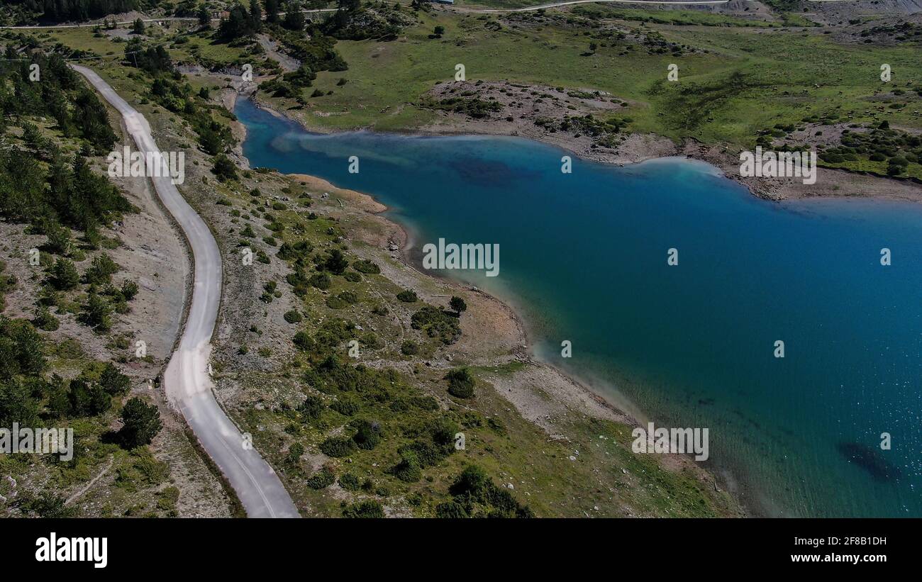 Lake Aoos, aerial drone view, Epirus, Greece Stock Photo - Alamy