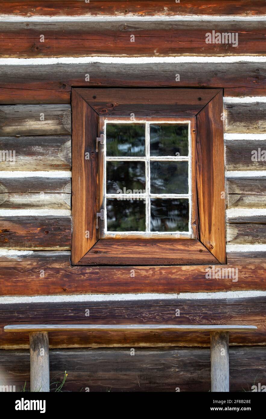 wooden window in rustic old peasant house Stock Photo - Alamy