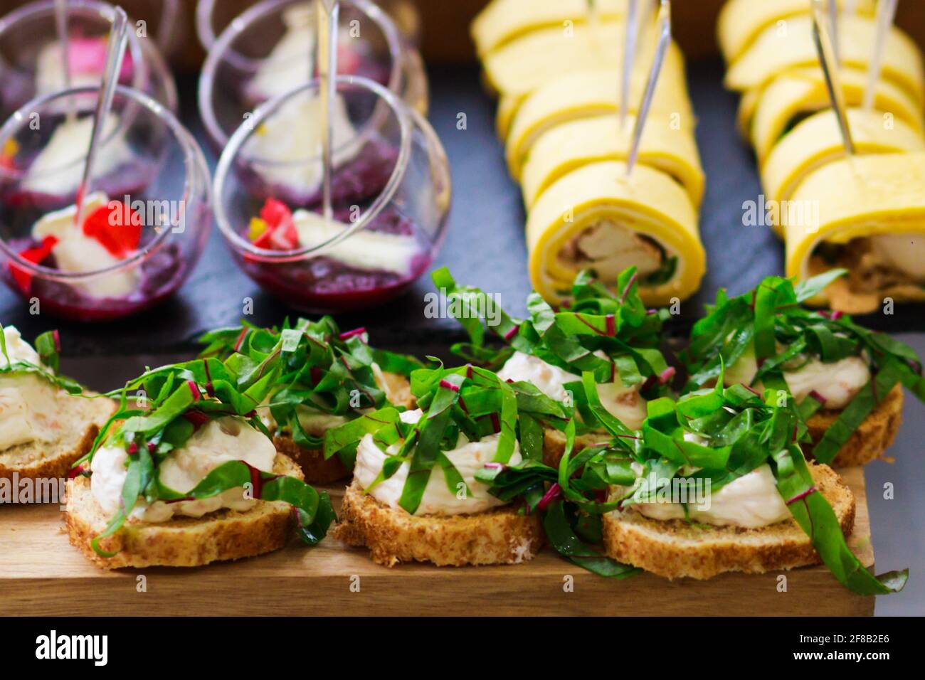 Delicious snacks at the banquet. Catering on banquet Stock Photo - Alamy