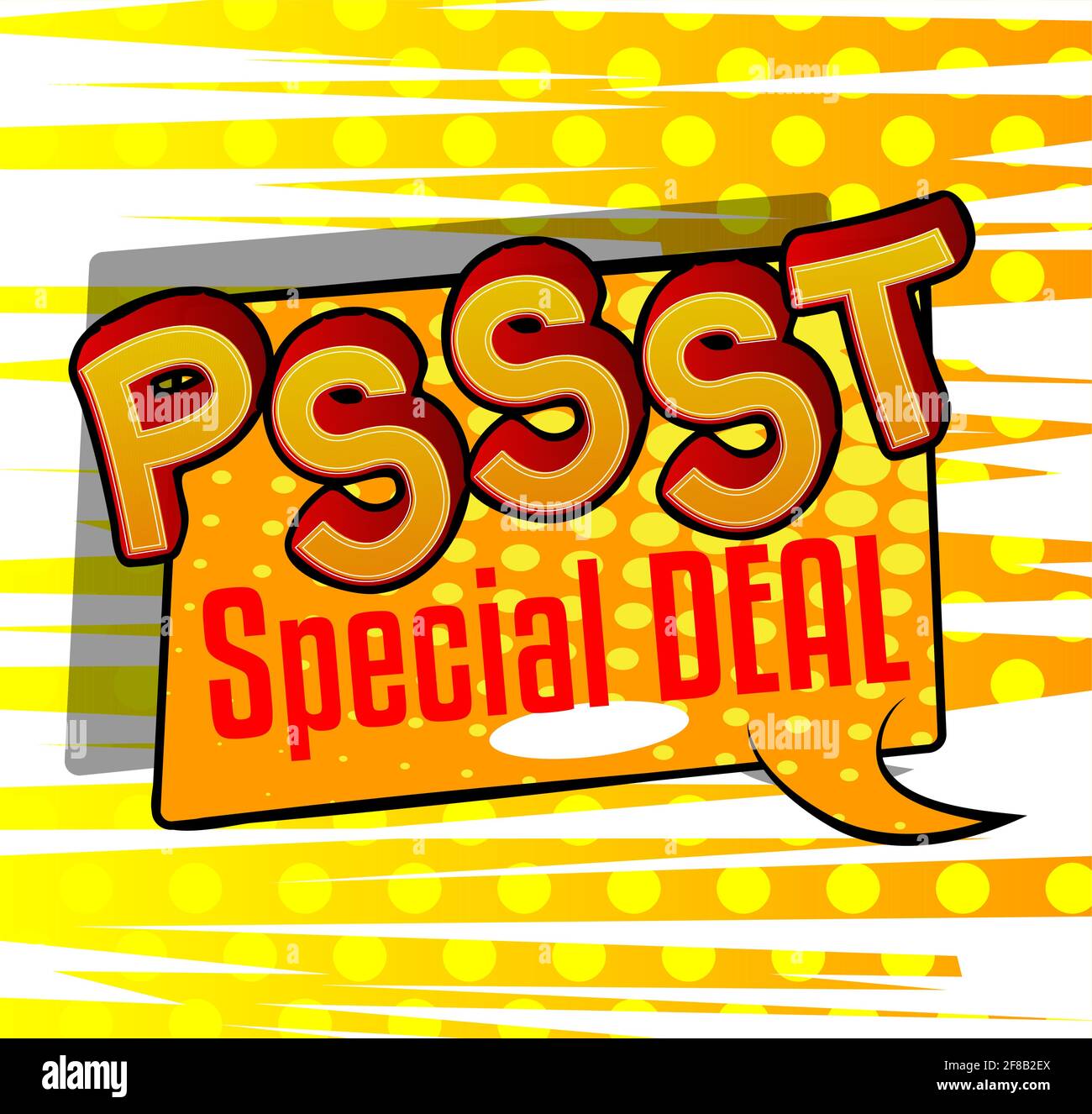 Pssst Special Deal Comic book style advertisement text. Words effect on ...