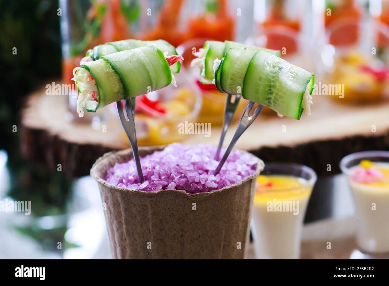 Catering service. Snacks for guests on the table Stock Photo - Alamy