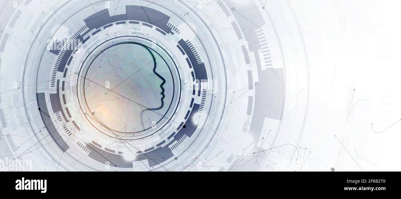 Abstract Artificial intelligence. Cloud computing. Machine learning. Technology web background ...